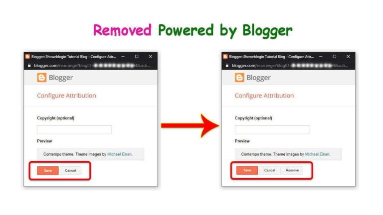 How to hide or remove Powered by Blogger Attribution Gadget - Showeblogin